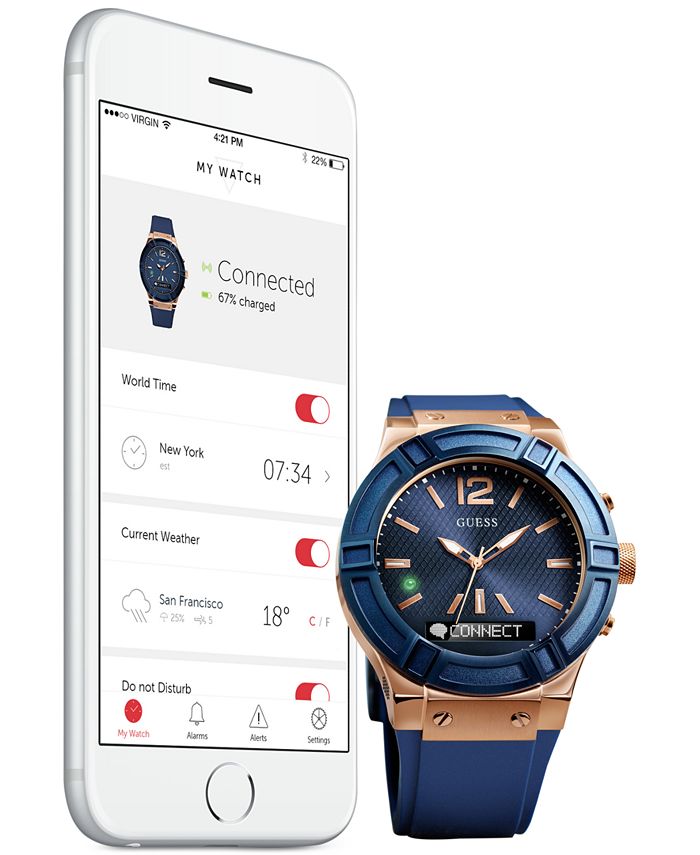 GUESS Women's Analog-Digital Connect White Silicone Strap Smart Watch ...