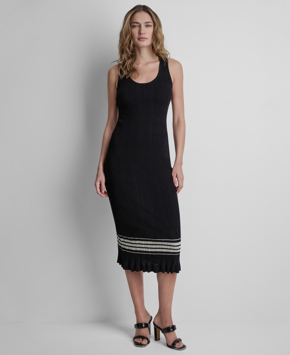 Click here for Dkny Womens Striped Sweater Midi Dress - Black/coc... prices