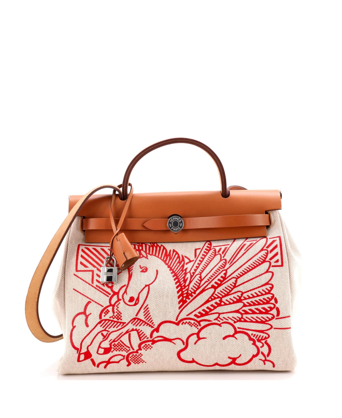 Click here for Pre-Owned HERMES 31 Herbag Zip Pegase Pop Toile an... prices