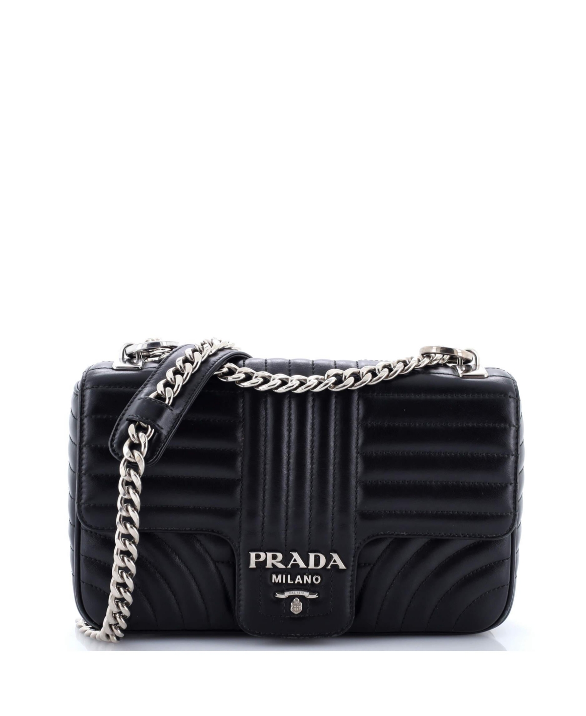 Click here for Pre-Owned Prada Medium Chain Flap Shoulder Bag Dia... prices