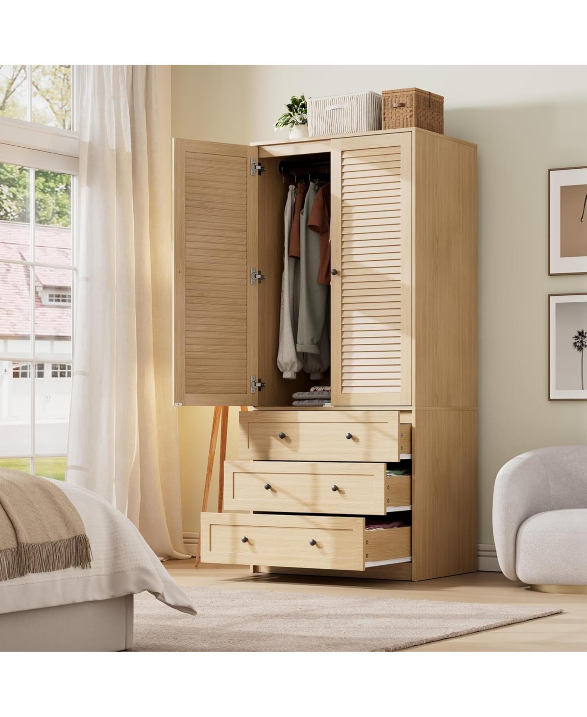 Click here for gaomon Armoire Wardrobe Closet with 3 Drawers & 2... prices