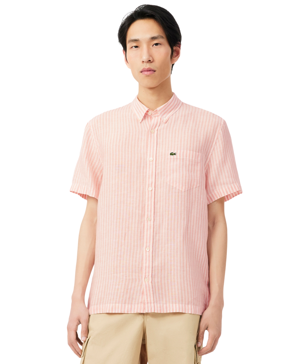 Click here for Lacoste Mens Regular-Fit Linen Shirt - Miami/Flour prices