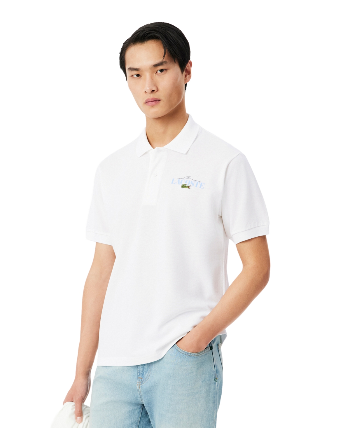 Click here for Lacoste Mens Classic-Fit Printed Polo Shirt - Whit... prices