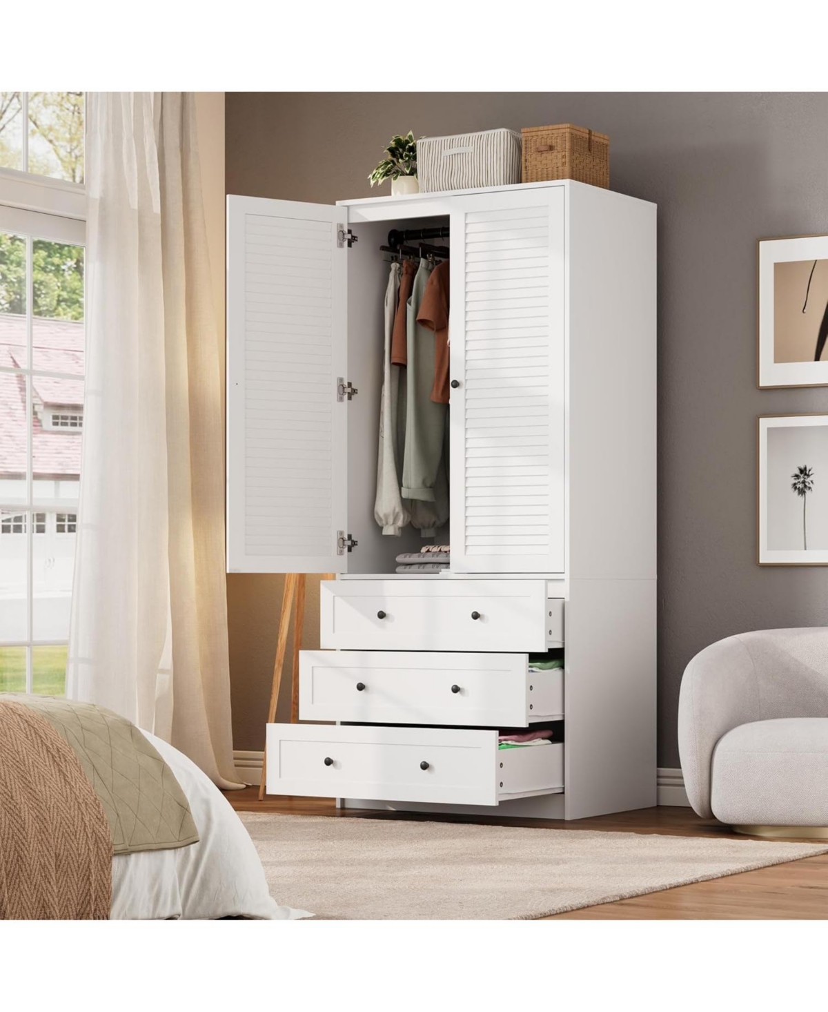 Click here for gaomon Armoire Wardrobe Closet with 3 Drawers & 2... prices