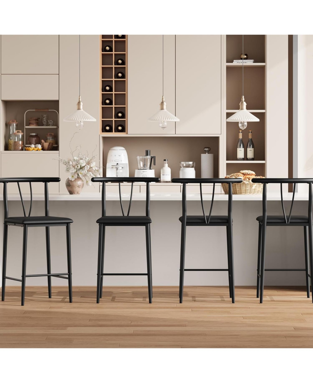 Click here for gaomon Bar Stools Set of 4 with Backrest and Footr... prices