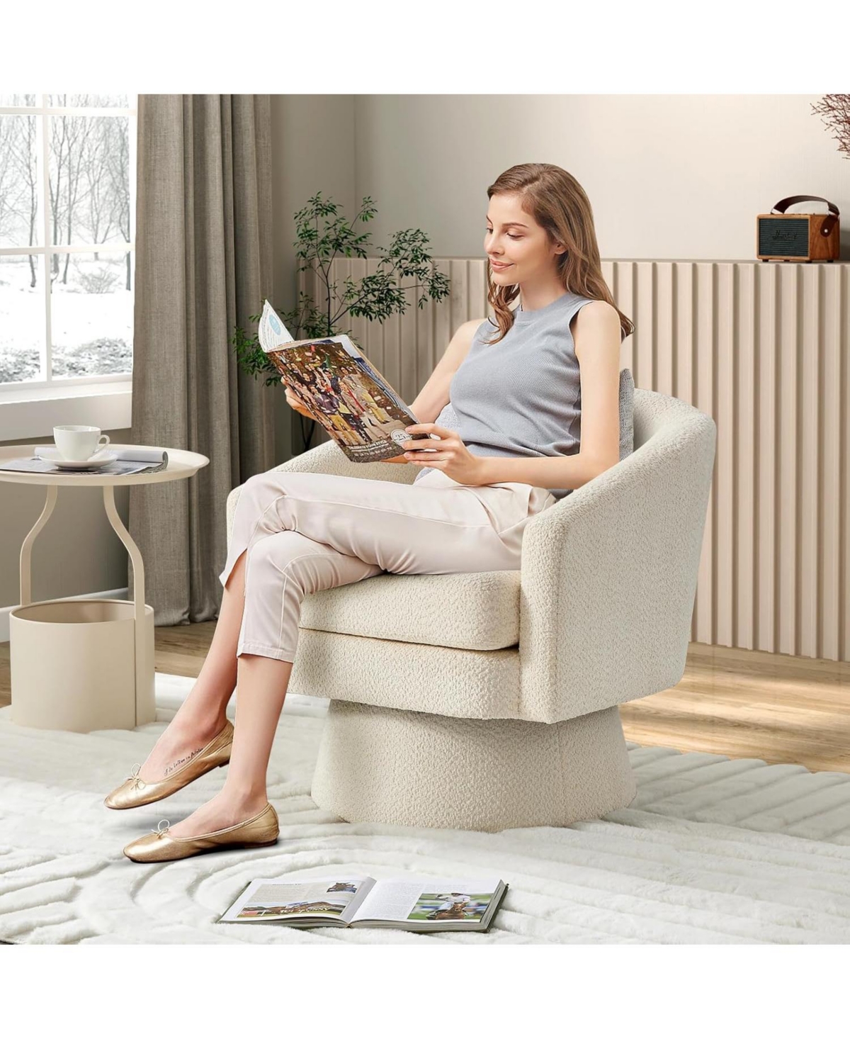 Click here for gaomon 360° Chenille Swivel Accent Chair with... prices