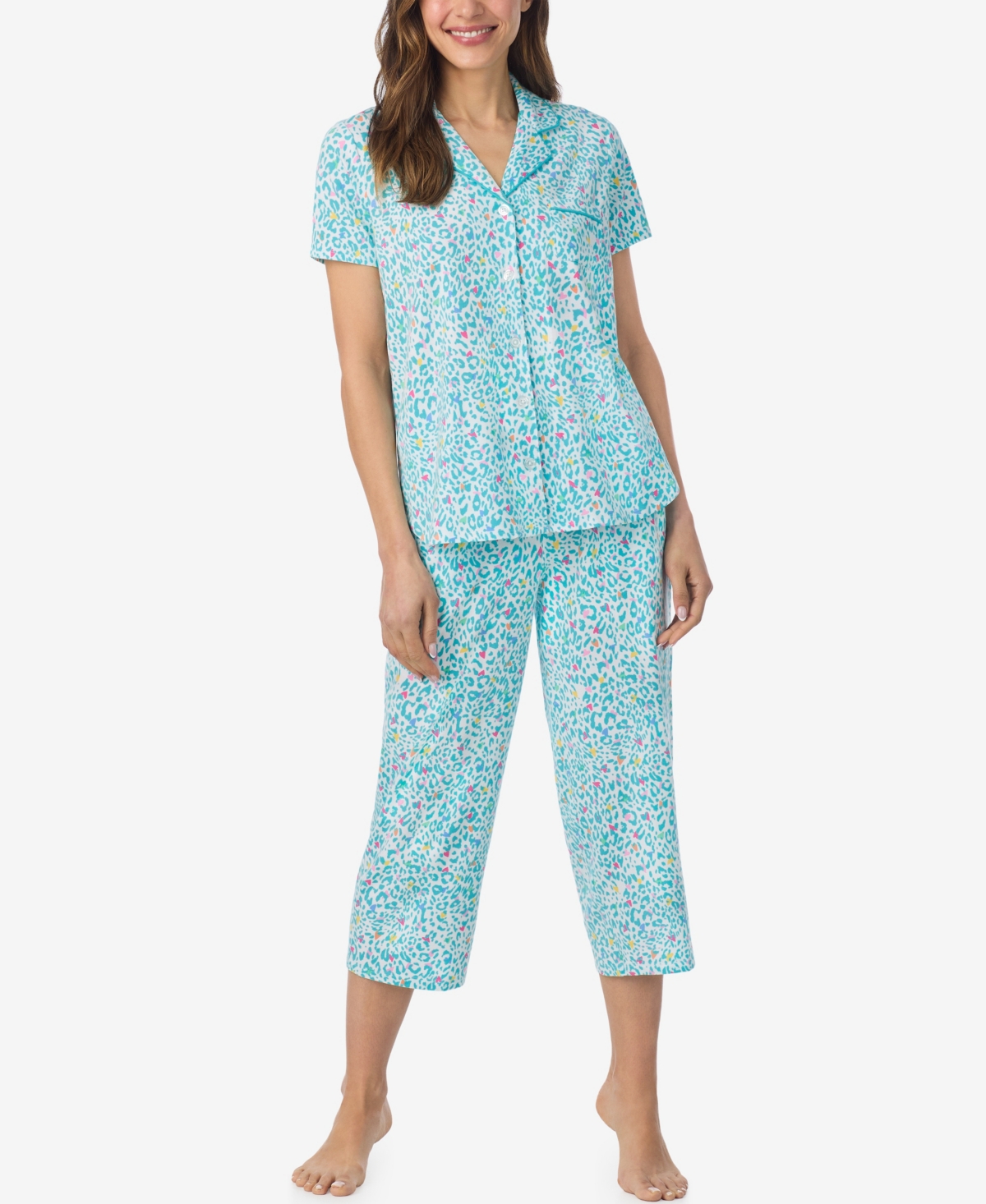 Click here for Cuddl Duds Womens Short-Sleeve Top and Cropped Paj... prices