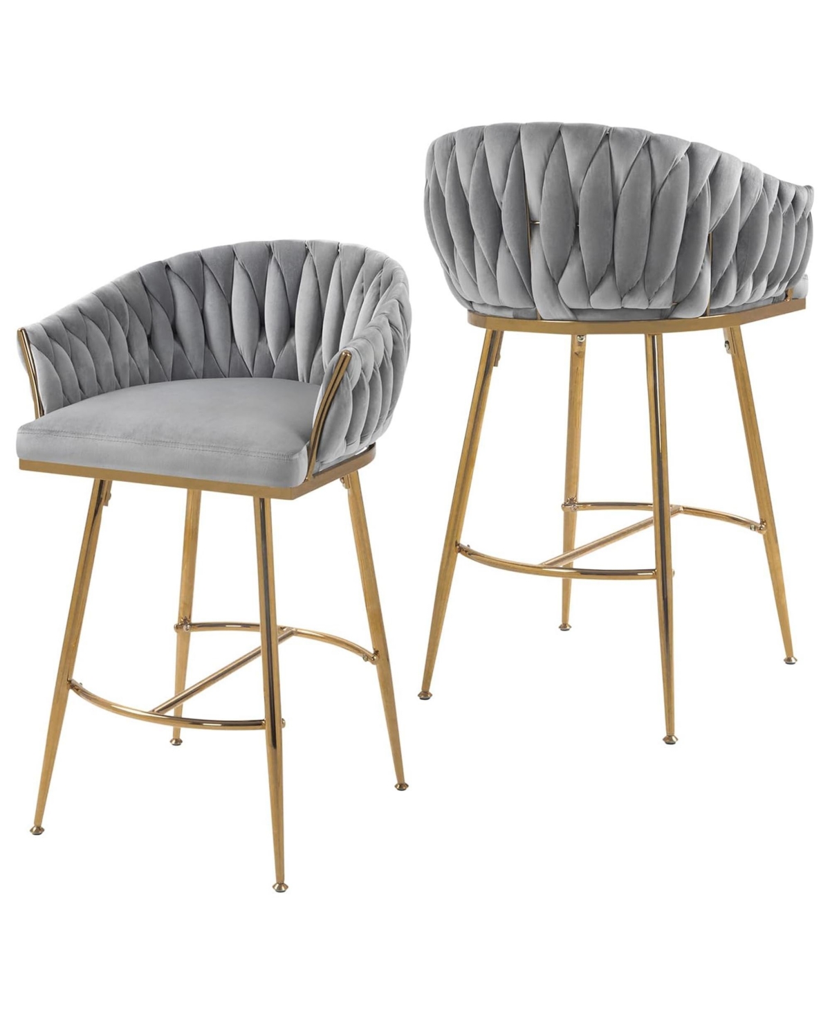 Click here for Rainsken Velvet Bar Stools Set of 2 - Hand-Wave Ba... prices