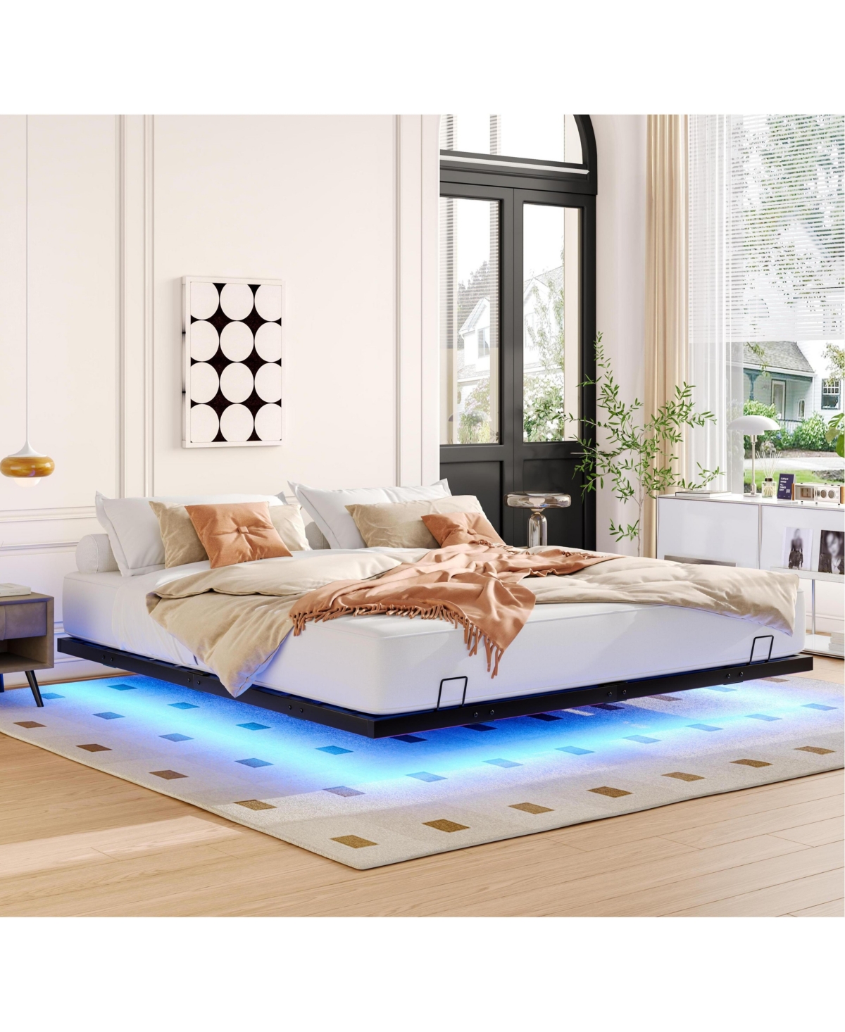 Click here for flynama Floating Metal Bed Frame With Led Lights S... prices