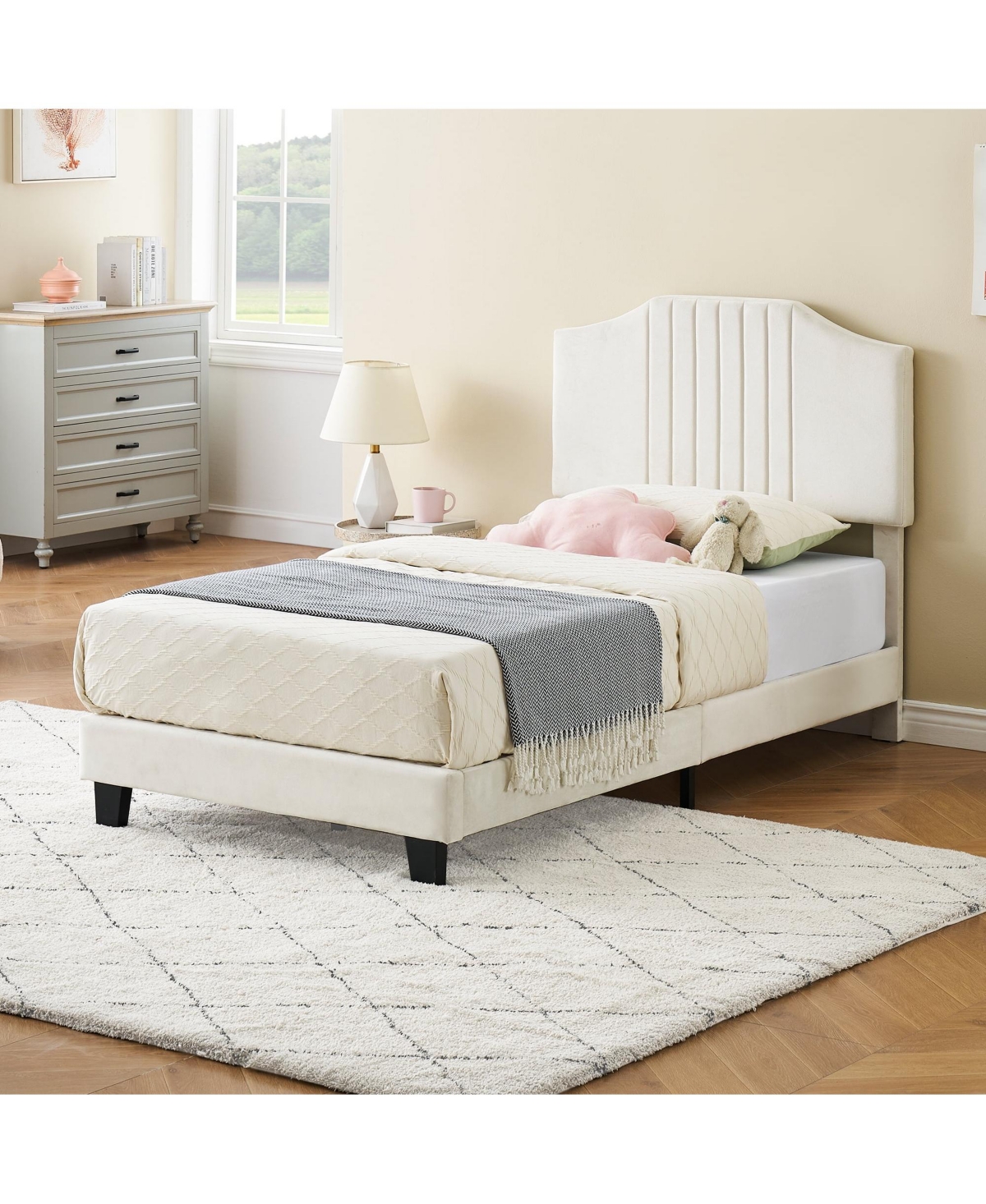 Click here for gaomon Twin Bed Frame with Adjustable Velvet Headb... prices