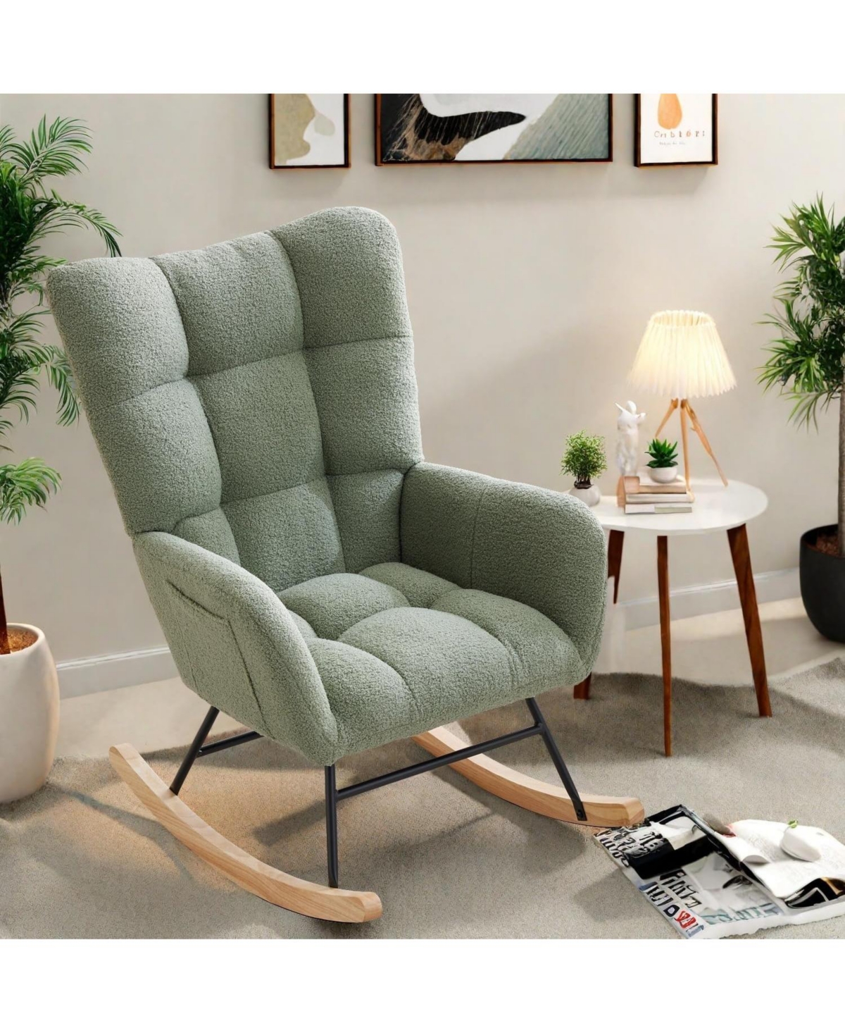 Click here for gaomon Teddy Nursery Rocking Chair with Side Pocke... prices