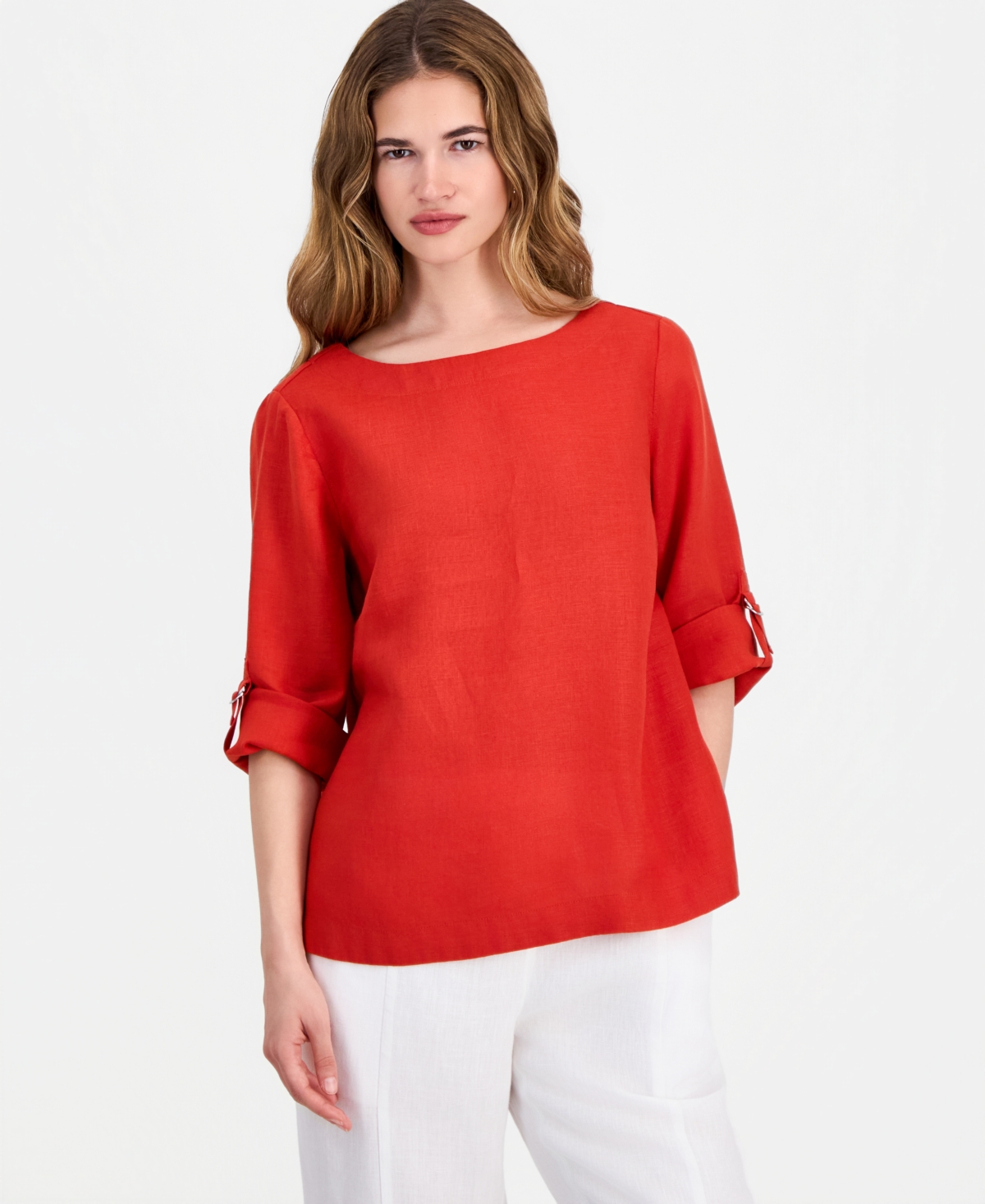 Click here for Charter Club Petite 100 Linen Cuffed Top  Created... prices
