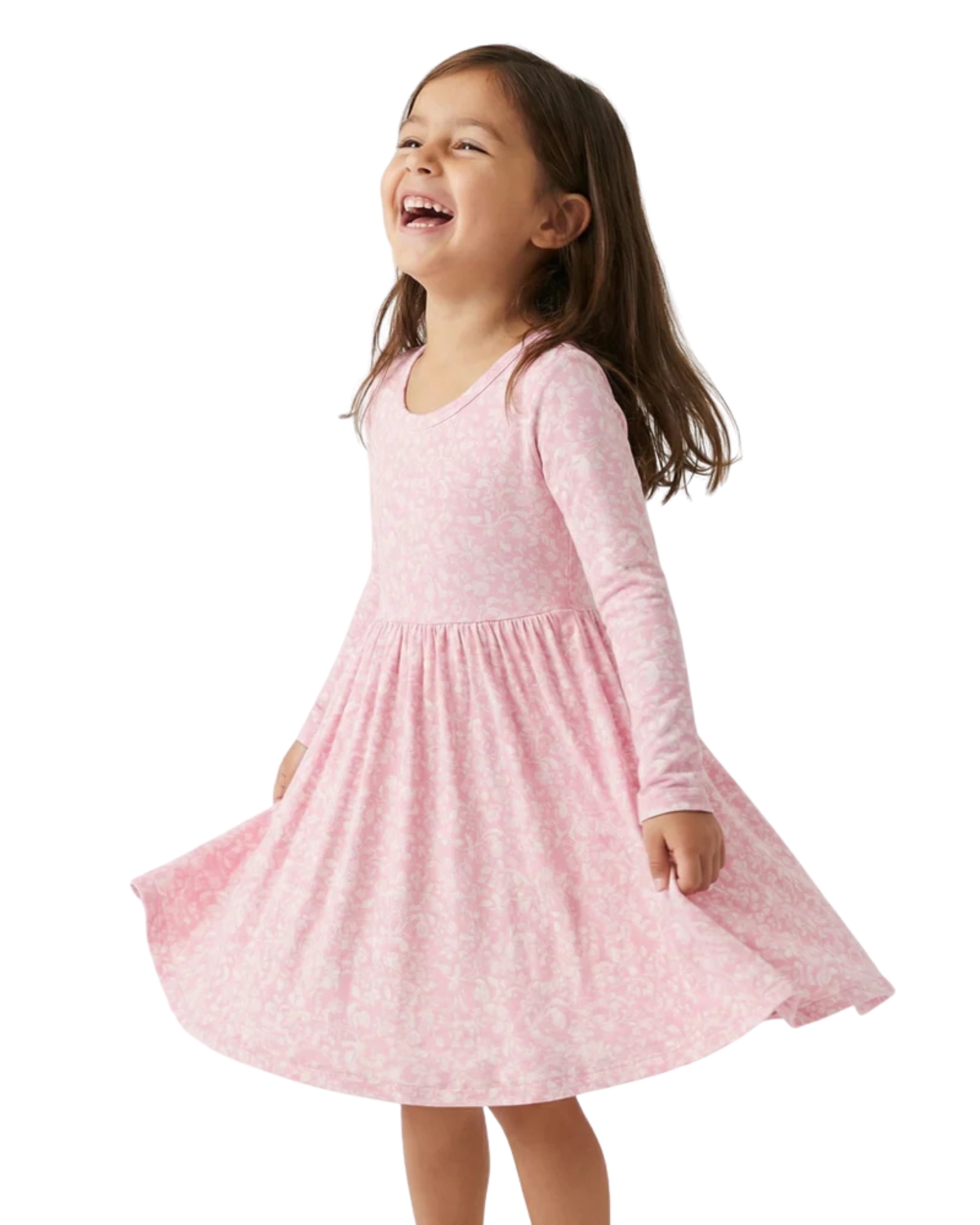 Click here for Motette Girls Petite Fleur Bamboo Twirl Dress - Pi... prices