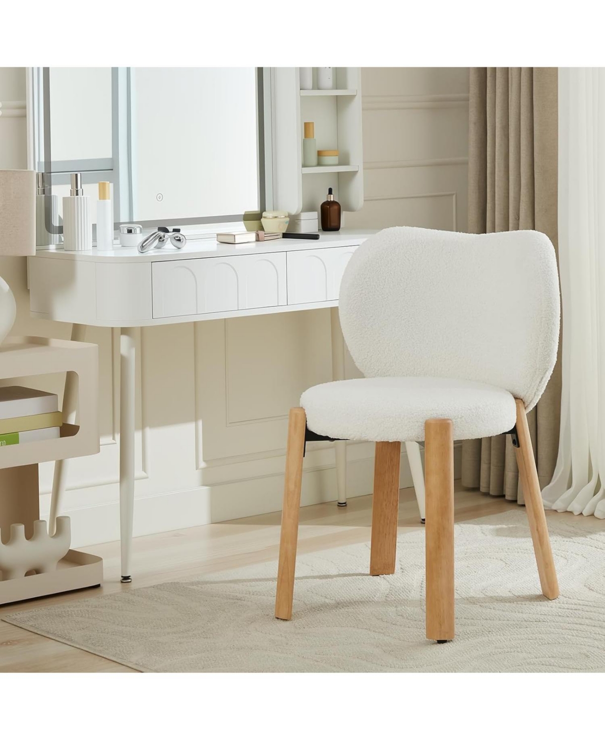 Click here for gaomon Makeup Chair Comfy Accent Chair Plush Teddy... prices