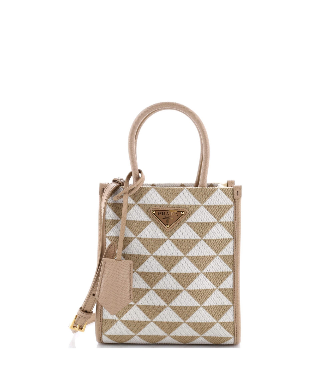 Click here for Pre-Owned Prada Mini Symbole Shopper Tote Jacquard... prices