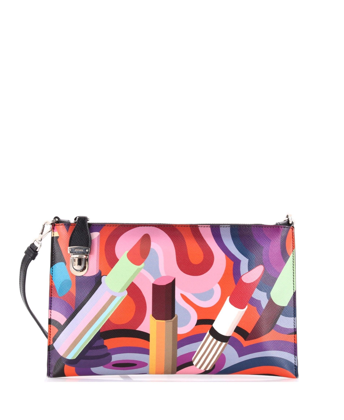 Click here for Pre-Owned Prada Push Lock Zip Pochette Printed Saf... prices