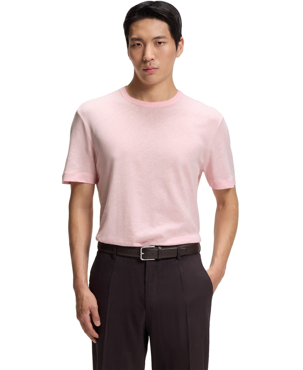 Click here for Boss By Hugo Boss Mens Cotton Linen Regular-Fit T-... prices