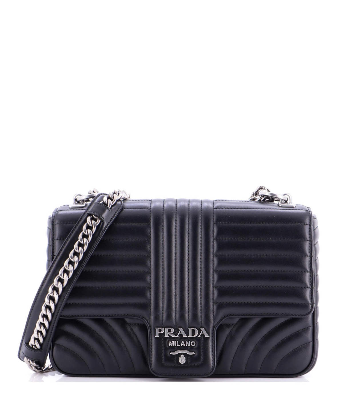 Click here for Pre-Owned Prada Large Chain Flap Shoulder Bag Diag... prices