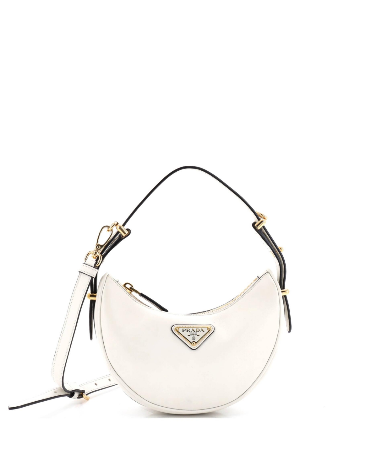 Click here for Pre-Owned Prada Mini Arque Half Moon Hobo Leather... prices