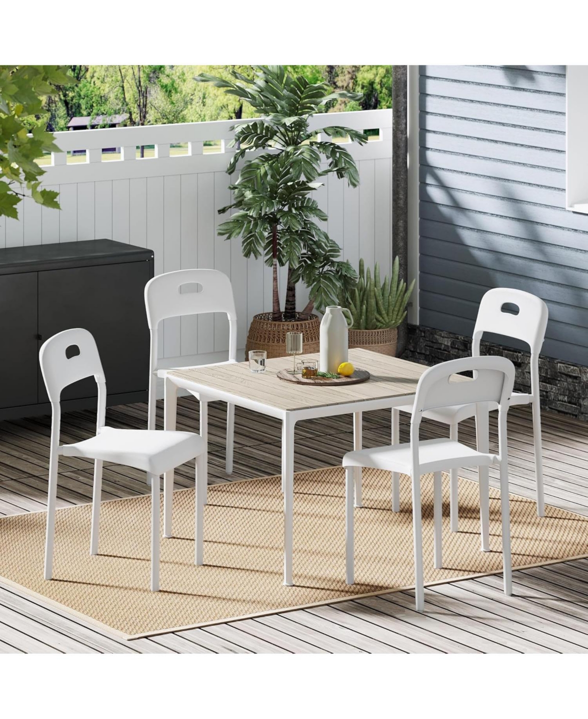 Click here for gaomon Outdoor Patio Dining Chairs Set of 4 Stacka... prices