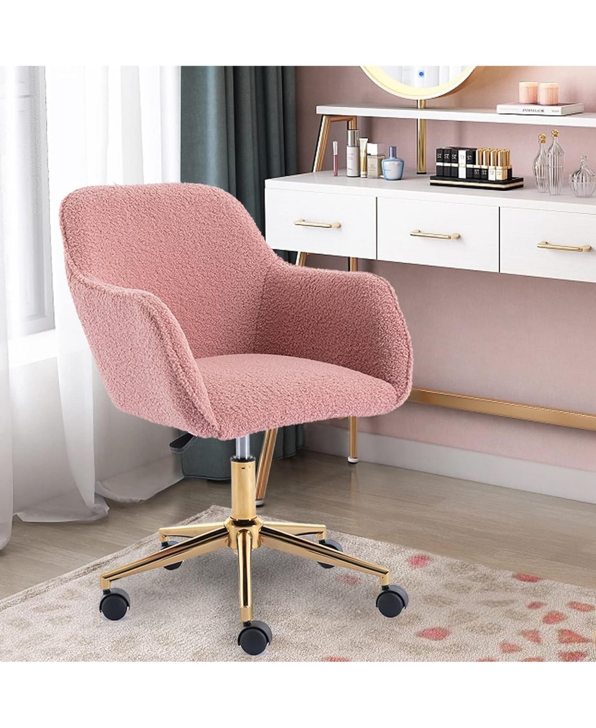 Click here for Rainsken Modern Teddy Fabric Home Office Chair - A... prices