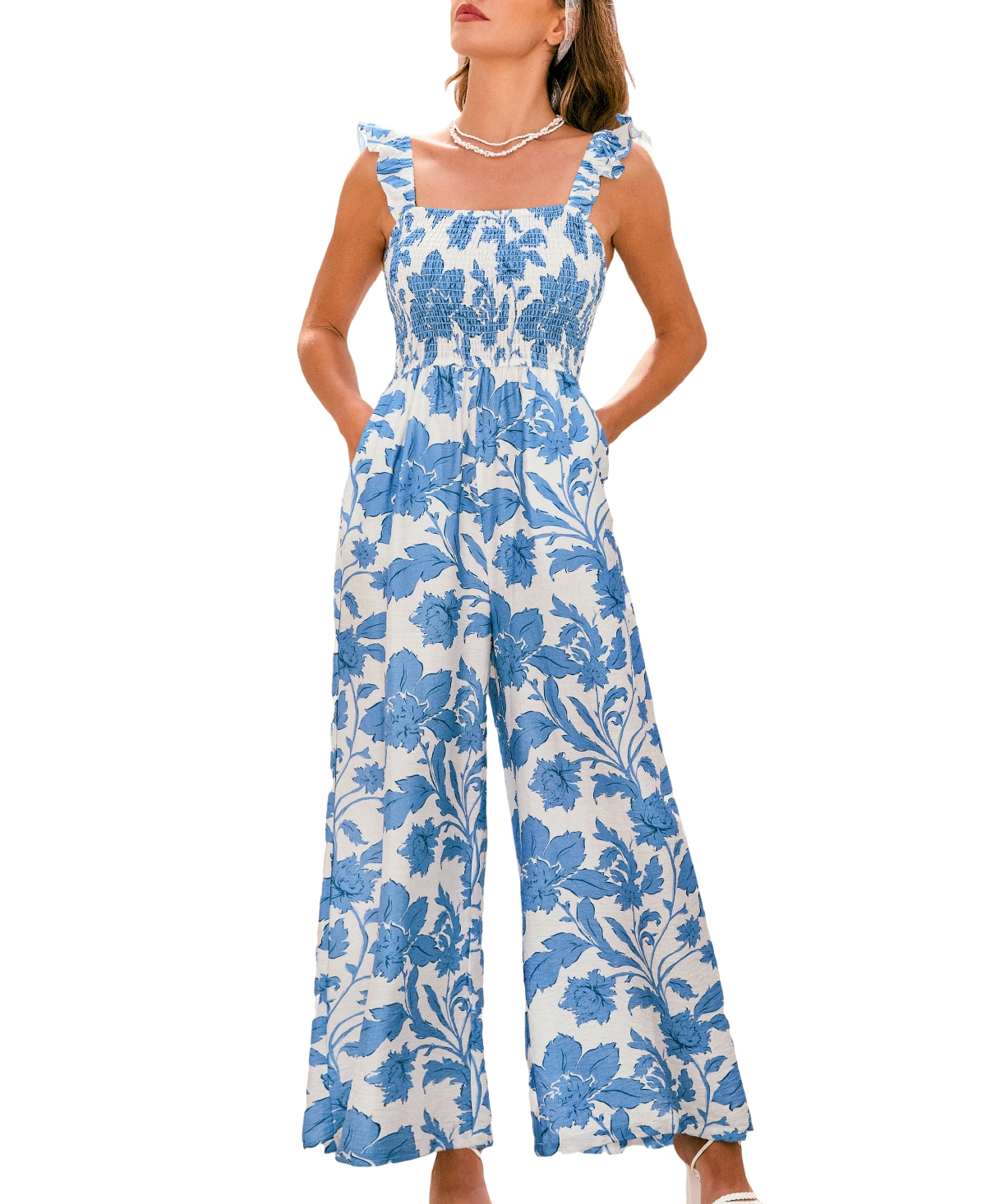 Click here for Cupshe Womens Mesmerizing Floral Jumpsuit - White prices