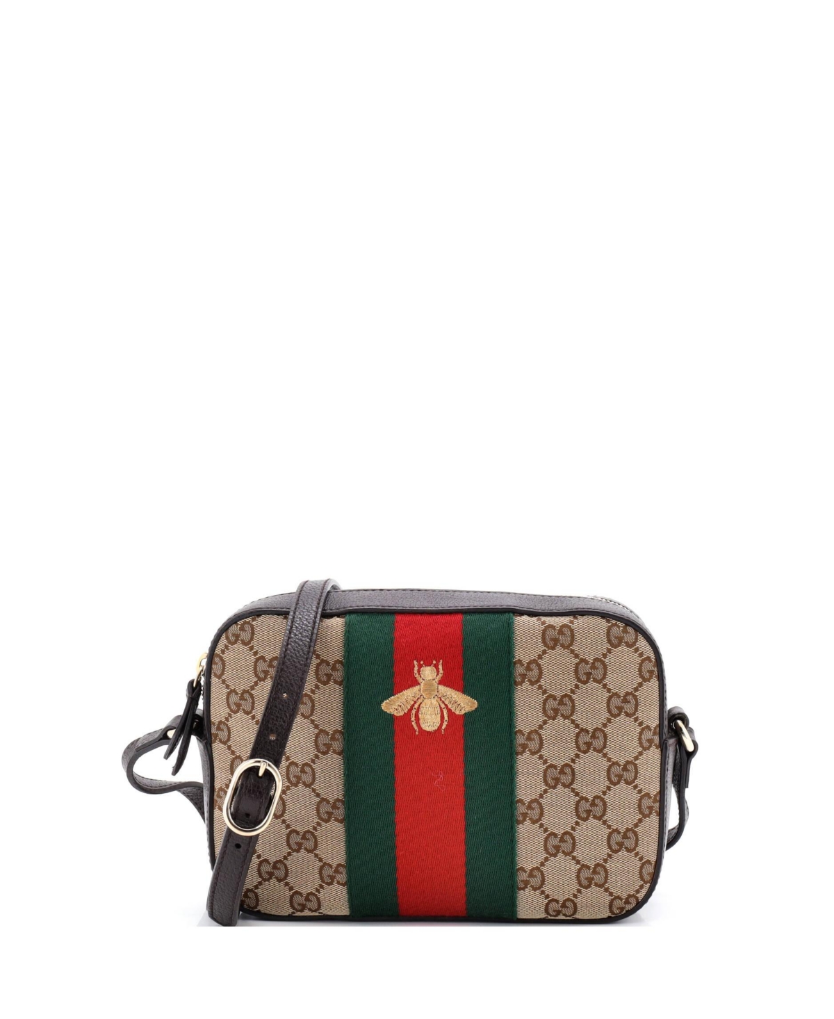 Click here for Pre-Owned Gucci Bee Web Camera Bag Gg Canvas - Bro... prices