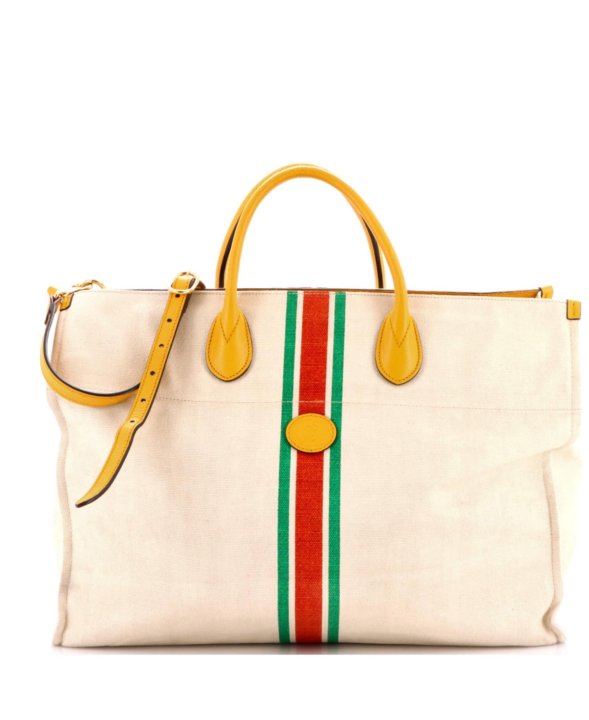 Click here for Pre-Owned Gucci Large Interlocking G Web Tote Canv... prices