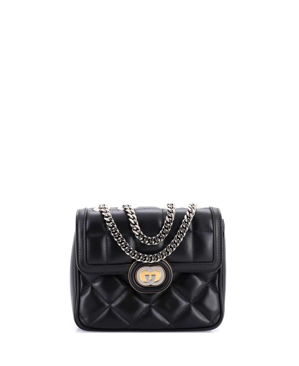 Click here for Pre-Owned Gucci Mini Deco Chain Flap Bag Mixed Mat... prices