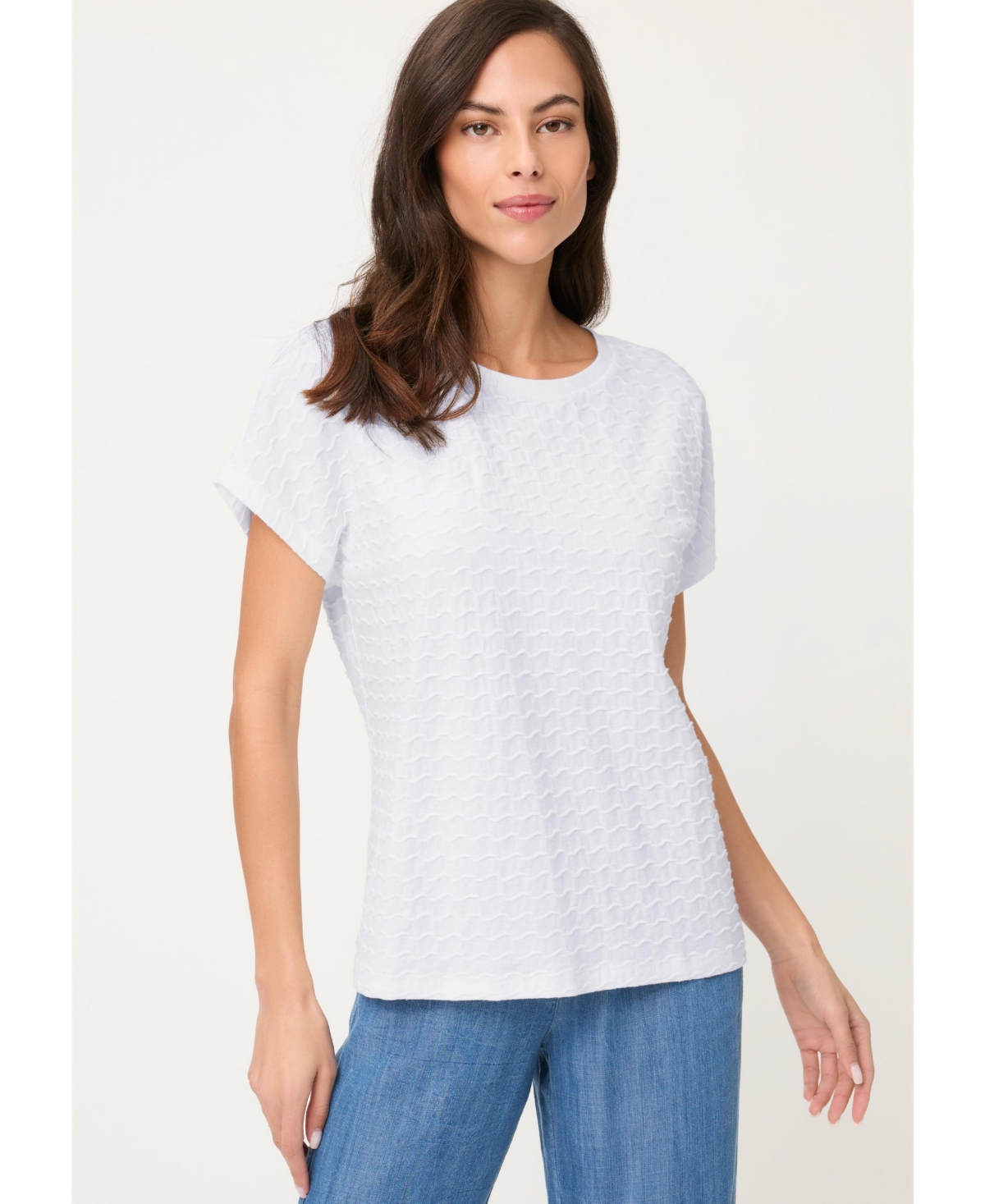 Click here for Olsen Womens Textured T-Shirt - White prices