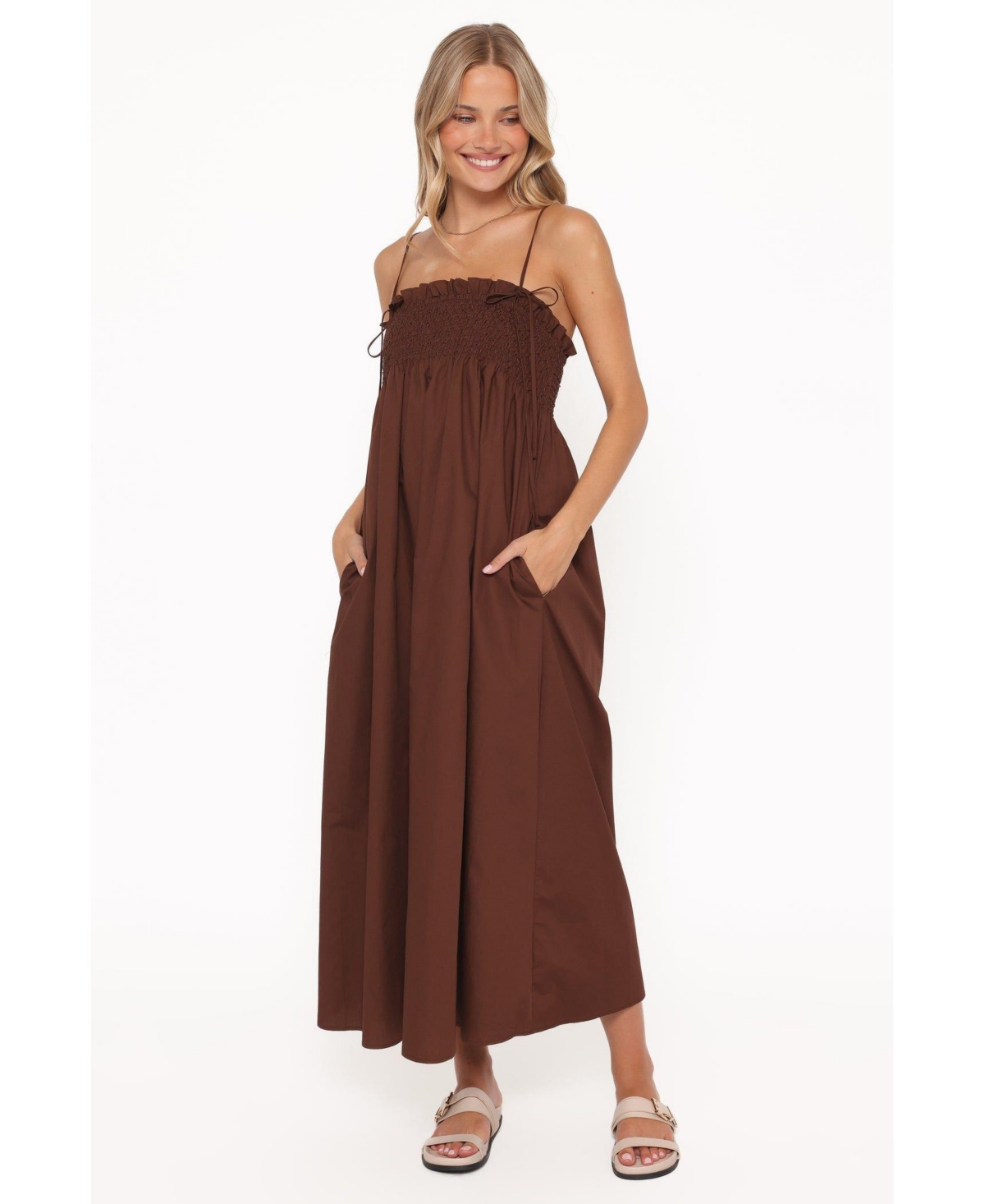 Click here for Petal and Pup Womens Josie Maxi Dress - Brown prices