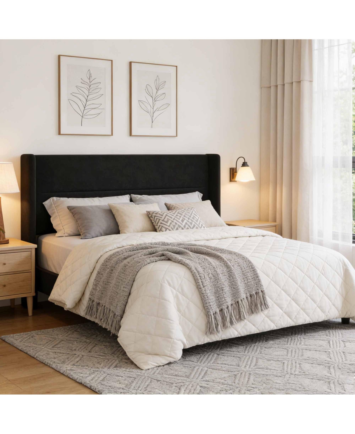 Click here for gaomon Modern Velvet Wingback Upholstered Bed Fram... prices
