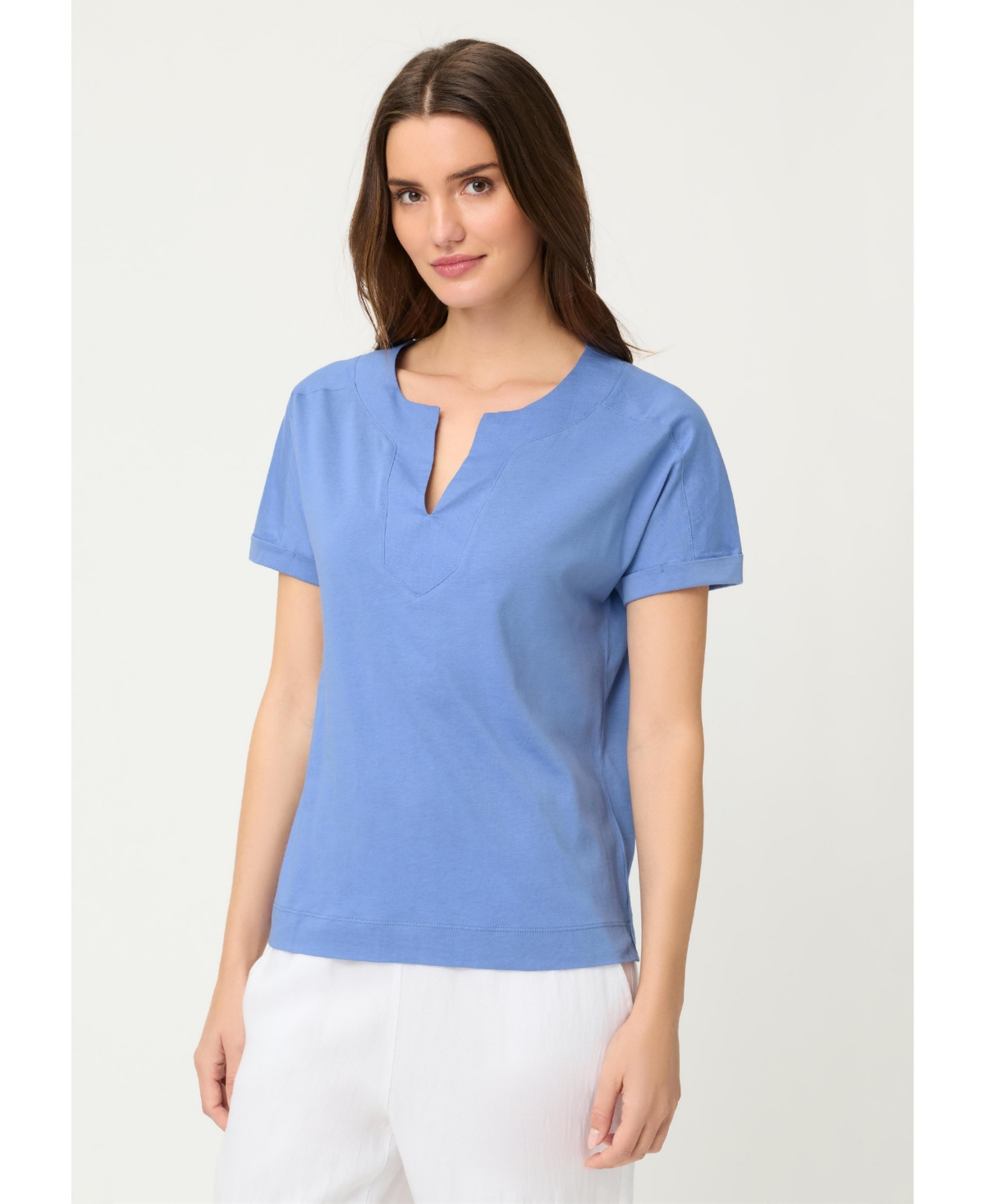 Click here for Olsen Womens Mixed Media T-Shirt - Bay blue prices
