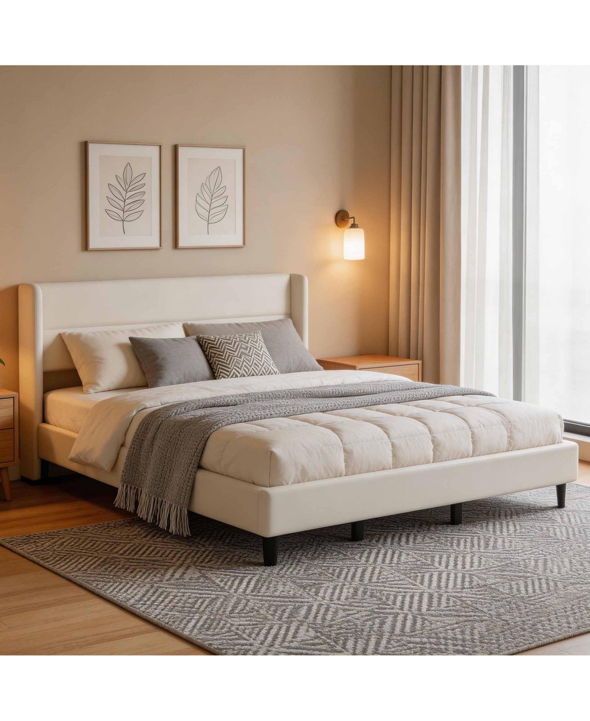 Click here for gaomon Modern Velvet Wingback Upholstered Bed Fram... prices