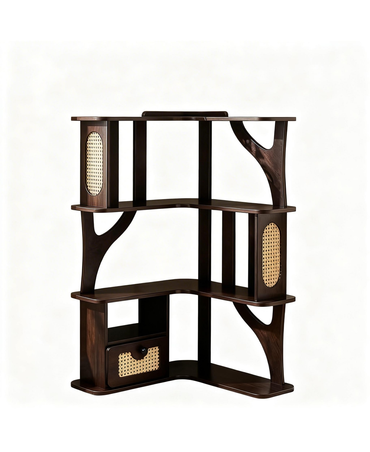 Click here for Yigii Rubber Wood Corner Shelf 4-Tier Bookshelf wi... prices