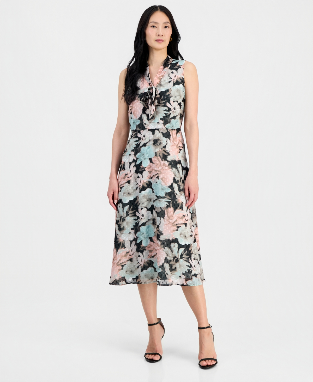 Click here for Kasper Womens Sleeveless Tie-Front A-Line Dress -... prices