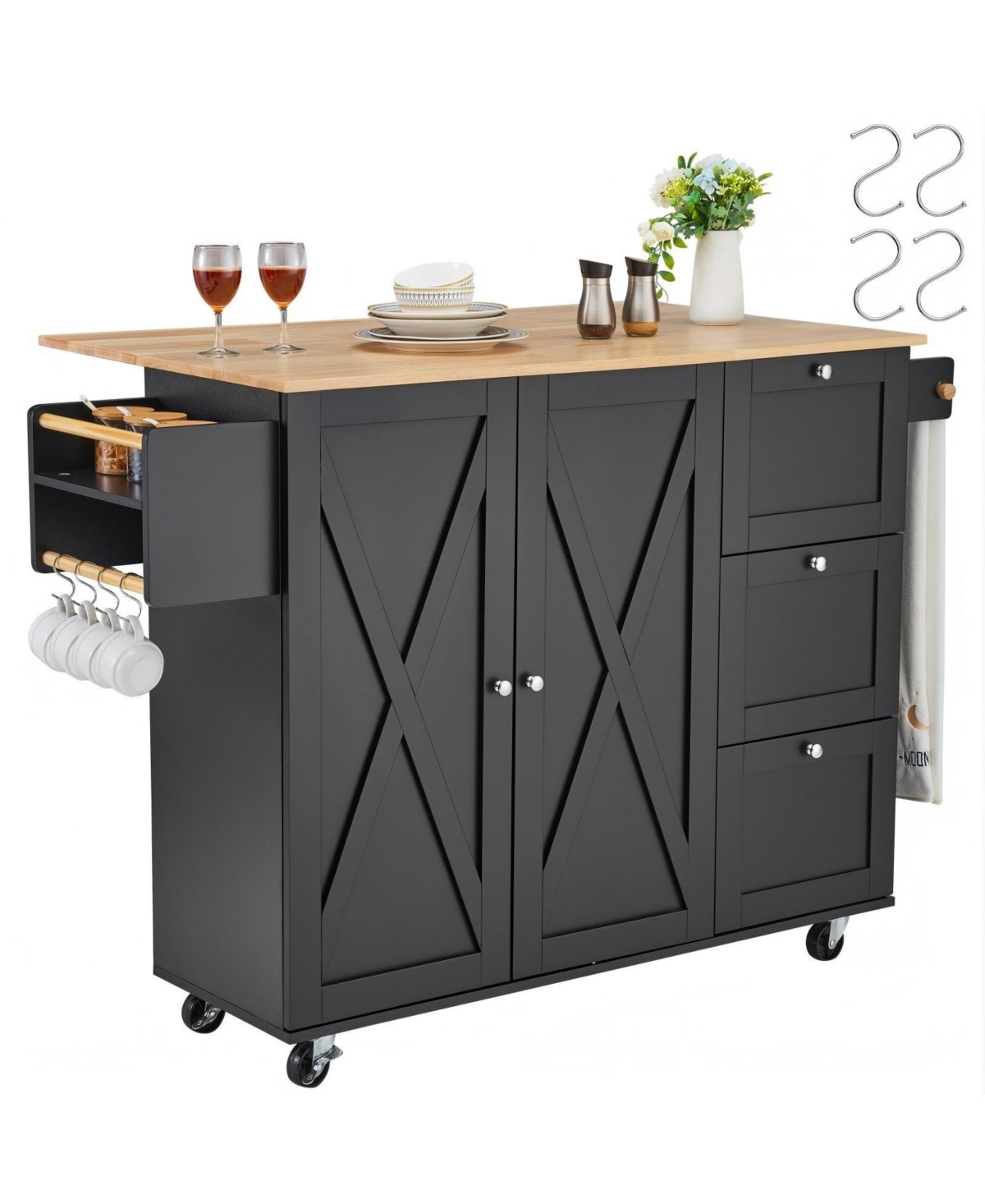 Click here for Gouun 56 in Rolling Kitchen Island Cart and Storag... prices