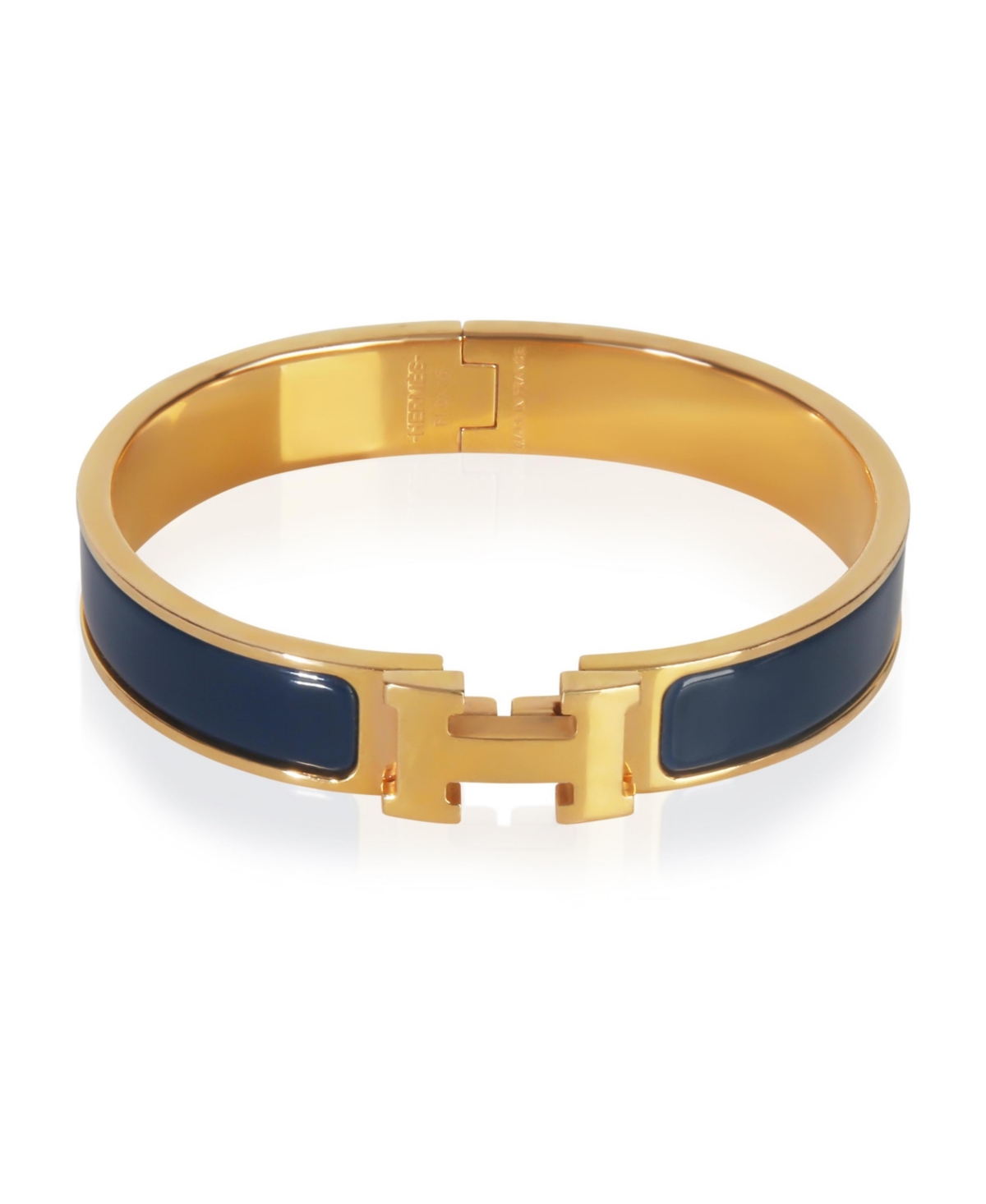Click here for Pre-Owned Hermes Gold-Plated Clic H In Ultramarine... prices