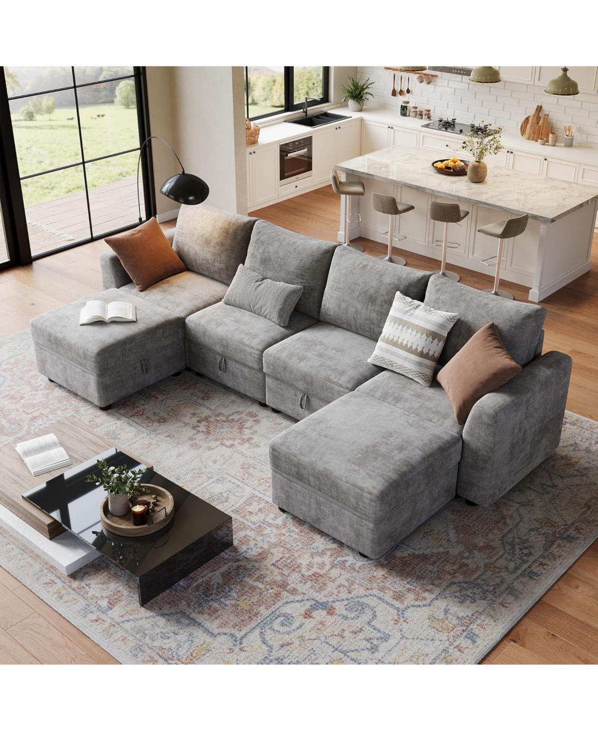 Click here for gaomon 141" Sectional Sofa  U-Shaped Cloud Co... prices