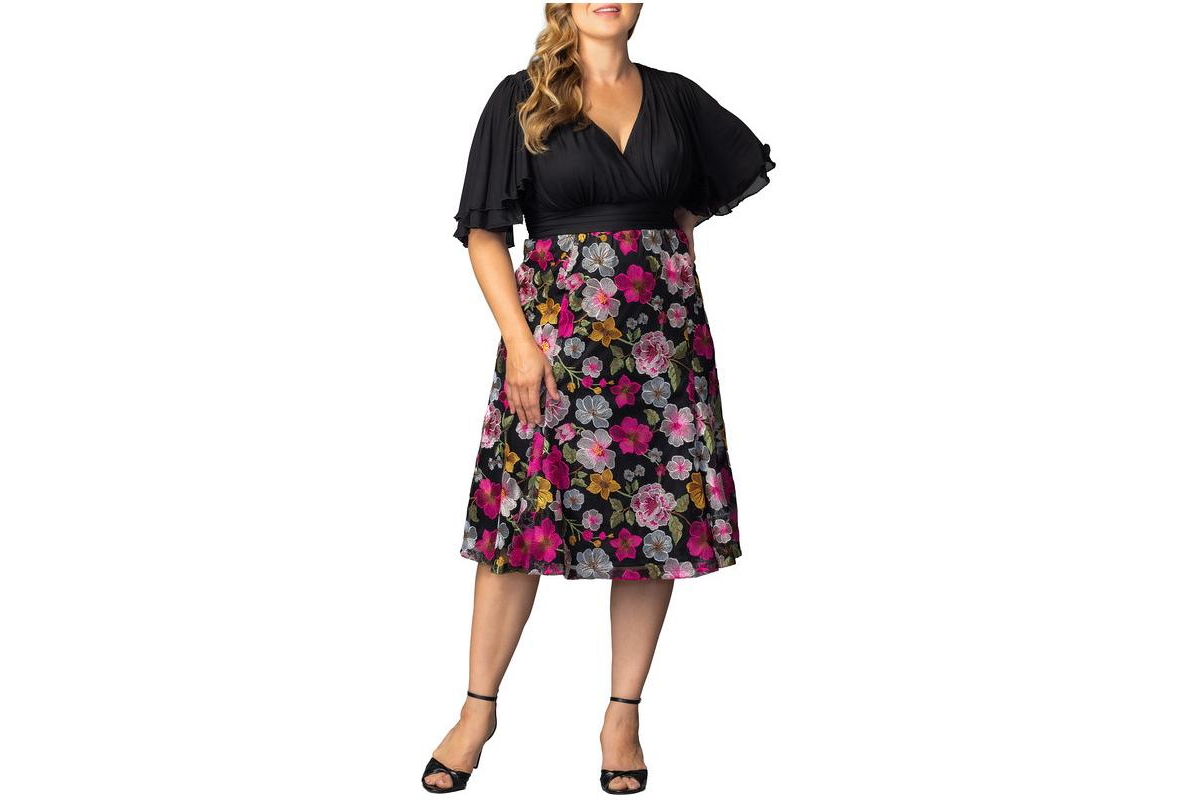 Click here for Kiyonna Plus Size Lillian Embroidered Mesh Midi Co... prices
