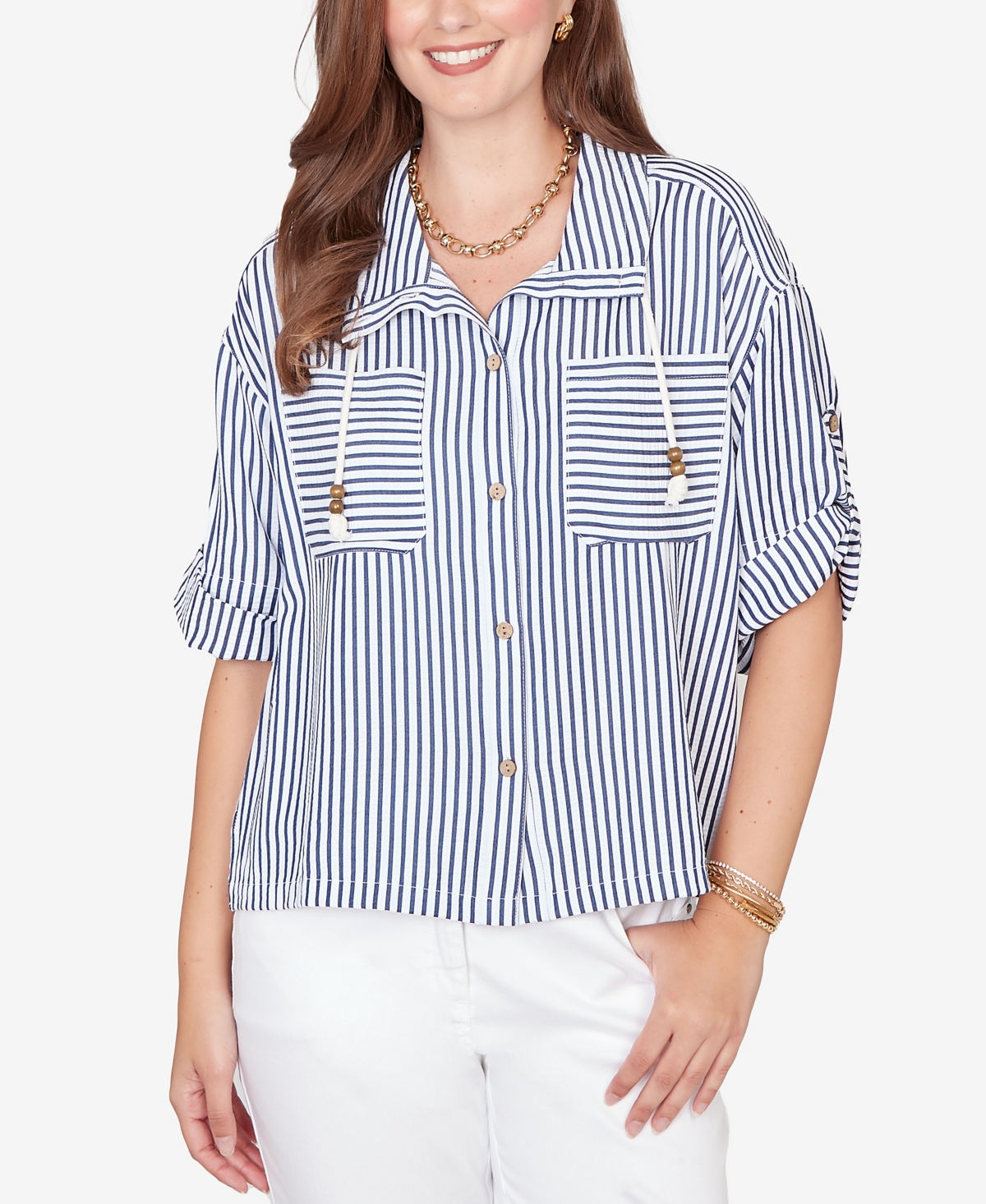 Click here for Ruby Rd. Petite Beaded Seersucker Portrait Collar... prices