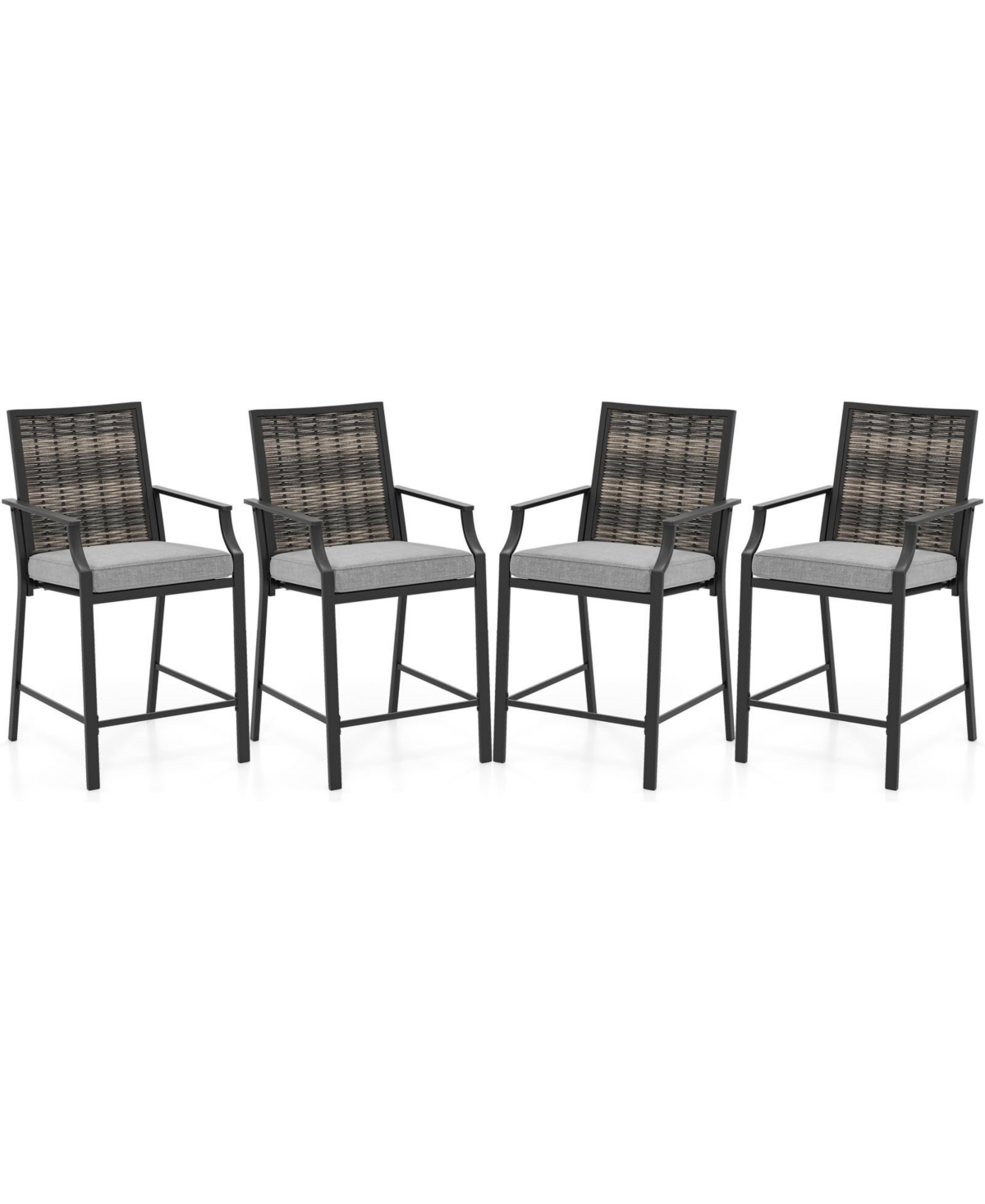 Click here for Gymax Patio Bar Stools Set of 4 w/ Armrest Fabric... prices