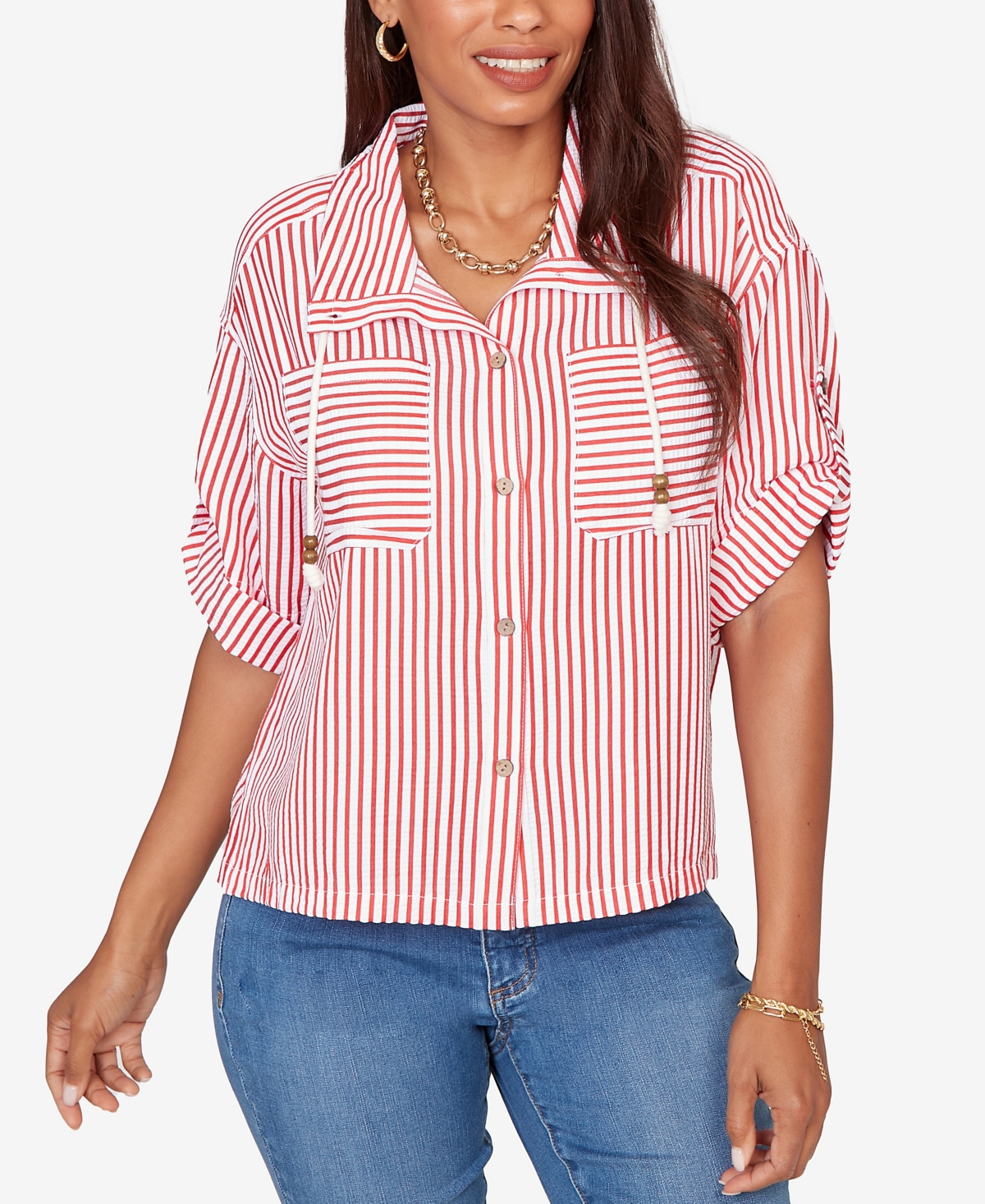 Click here for Ruby Rd. Petite Beaded Seersucker Portrait Collar... prices