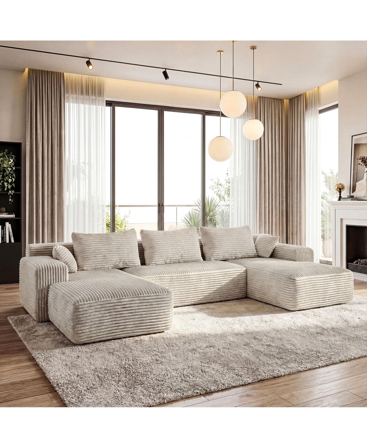 Click here for Homsee 3-Piece U-Shaped Sectional Sofa Set With Pi... prices