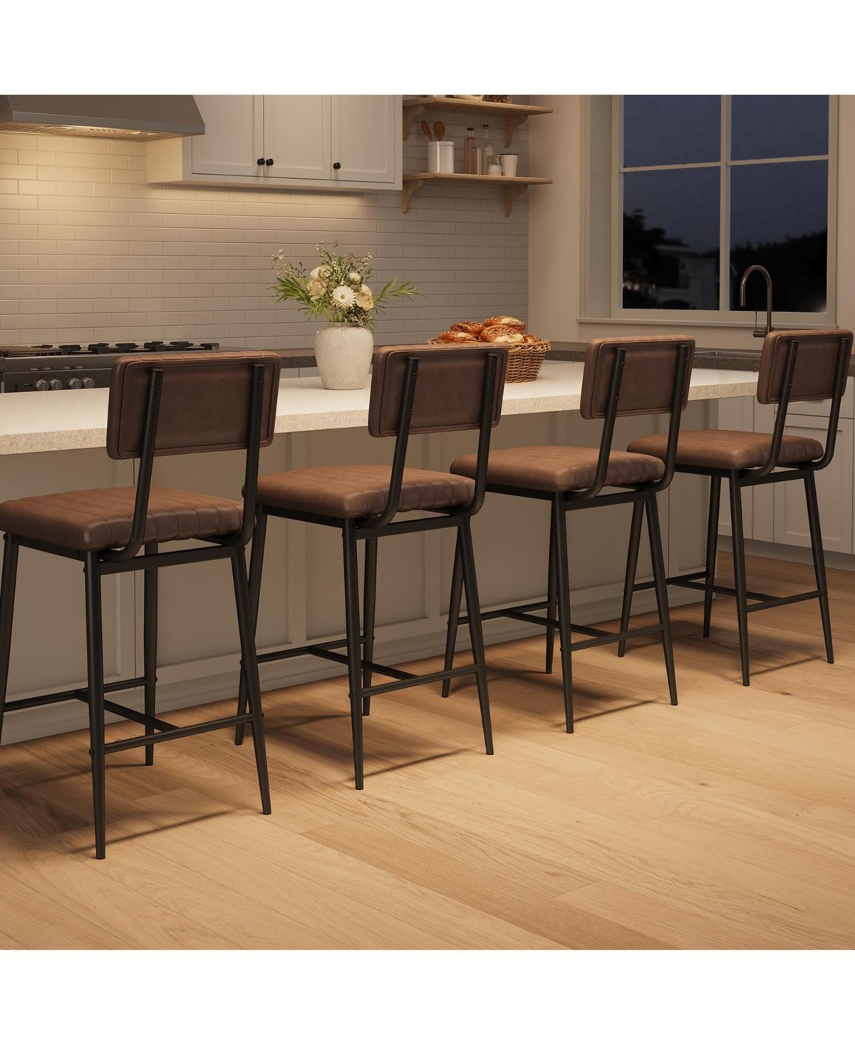 Click here for gaomon Bar Stools Set of 4 with Backrest and Footr... prices