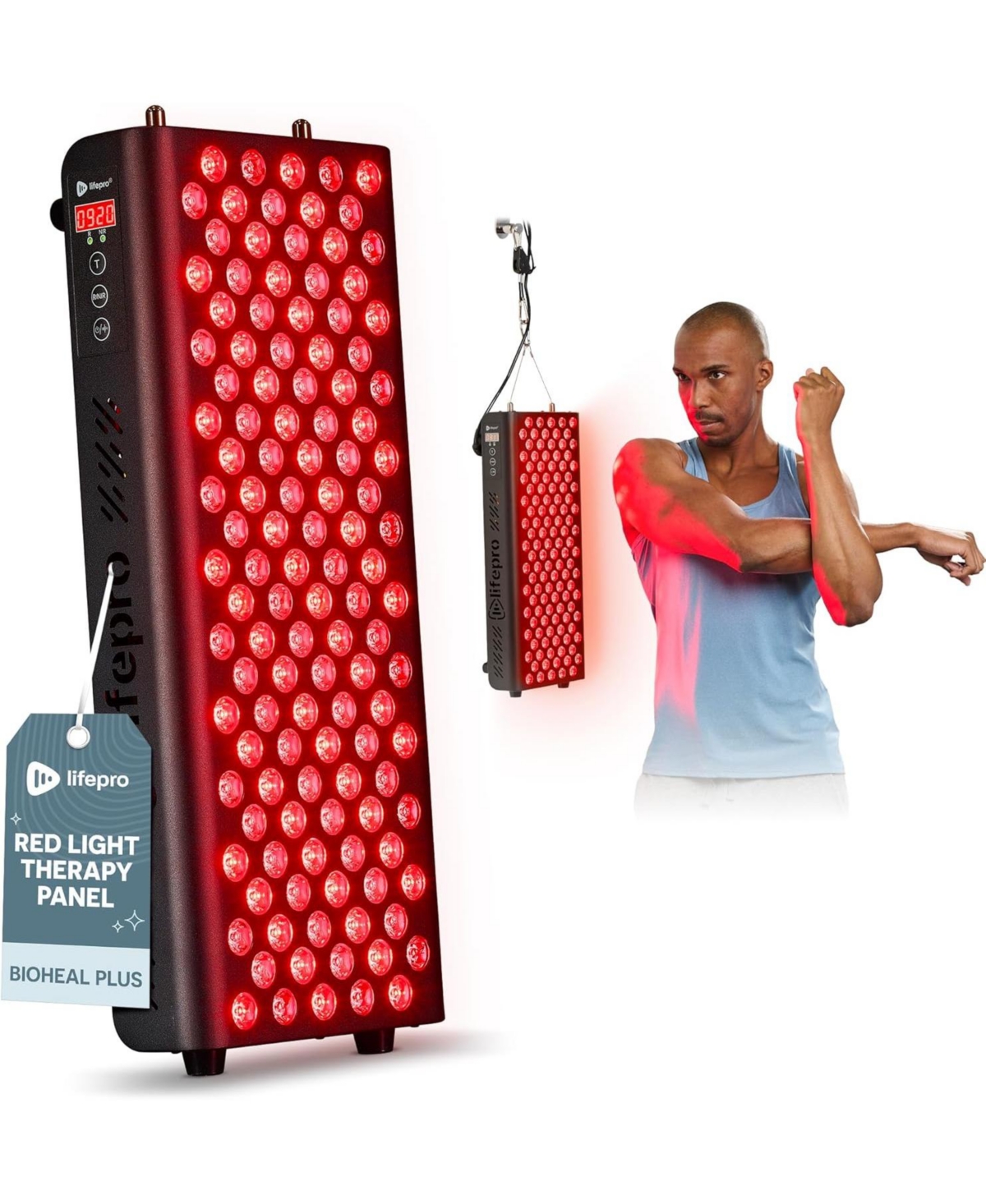 LifePro Red Light Therapy Panel for Face and Body – Near Infrared Light Device for Relaxation and Wellness  Portable and Stable Design - Black