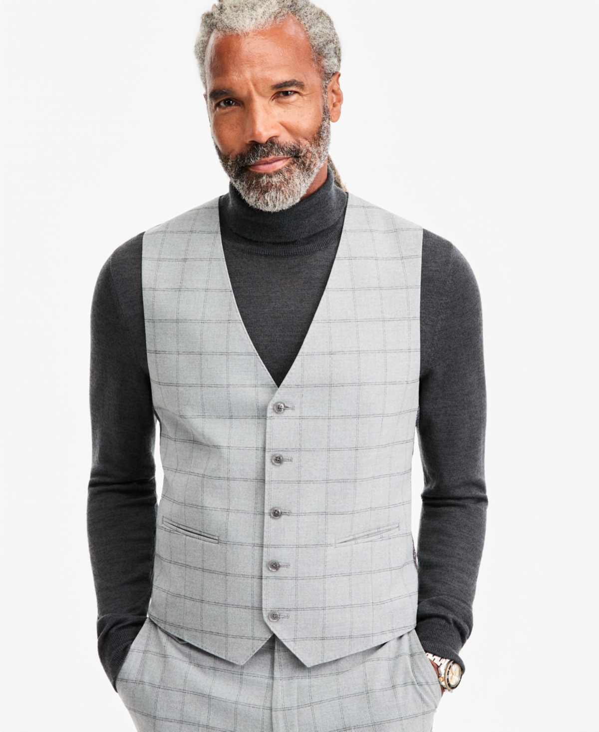 Click here for Tayion Collection Mens Classic-Fit Gray & Black Ch... prices