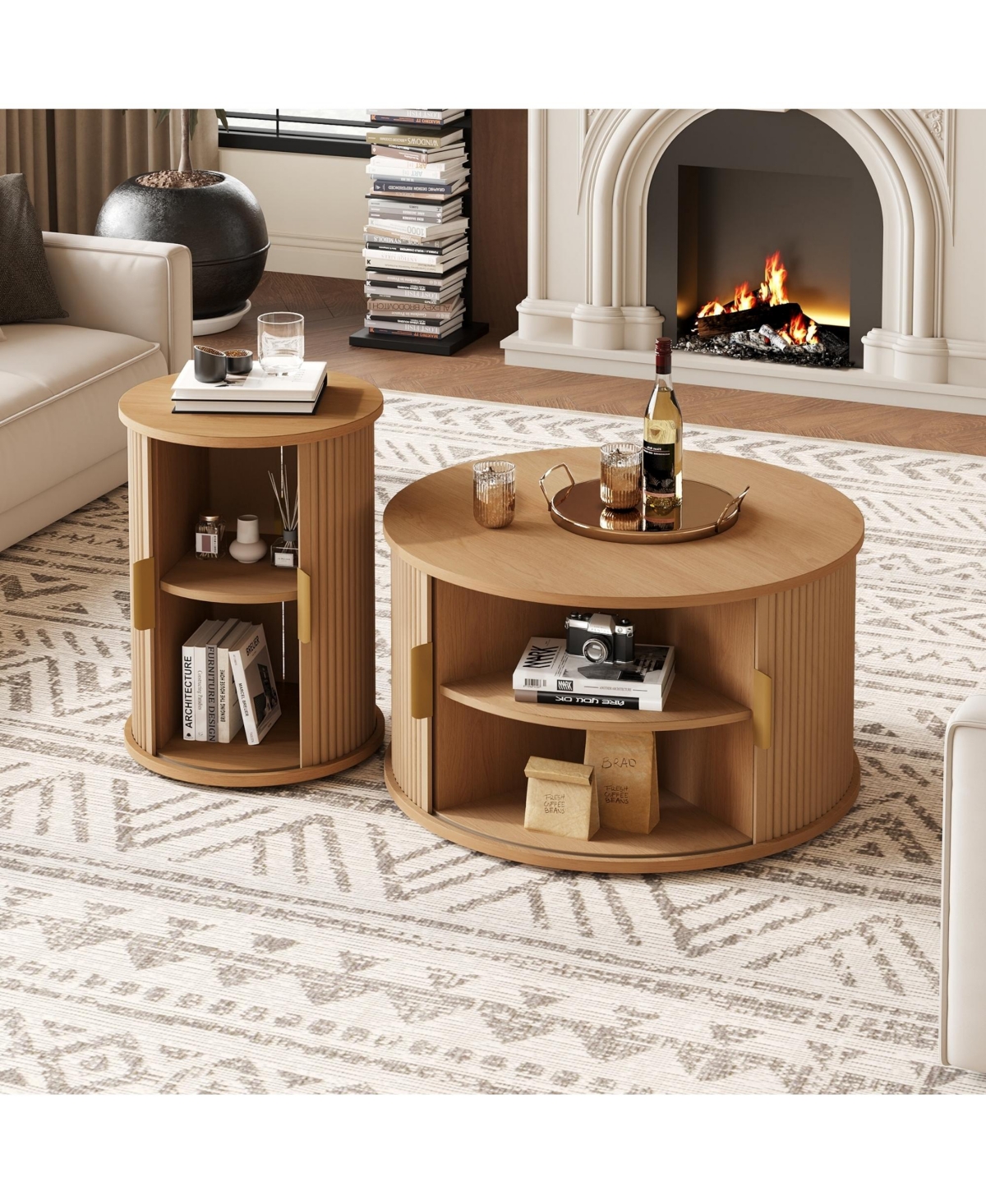 Click here for Rainsken Mid-Century Coffee Table Set  Round Flute... prices