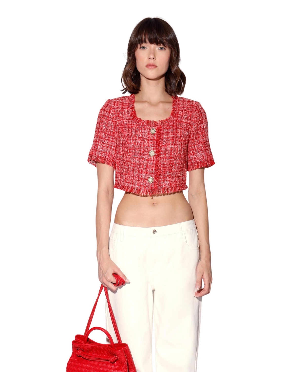 Click here for Walter Baker Womens Rita Boucle Tweed Square-Neck... prices