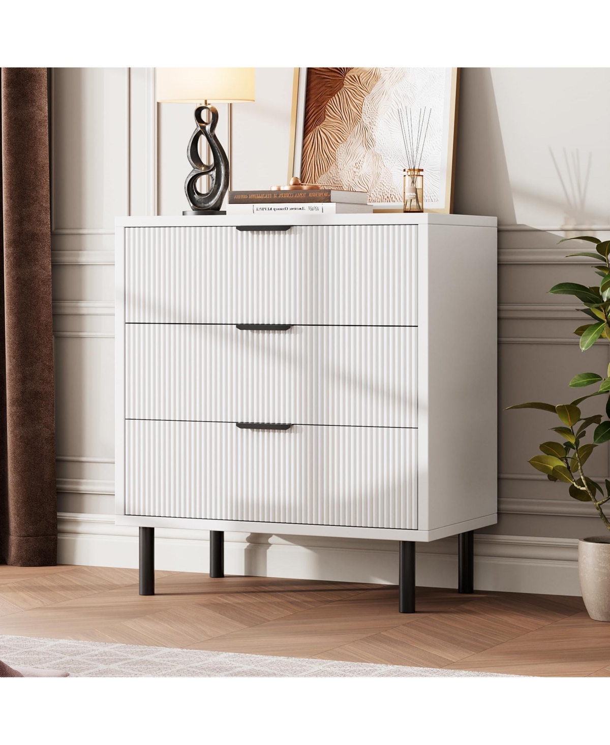 Click here for gaomon Fluted Dresser with 3 Drawers  29.9 Tall Cl... prices